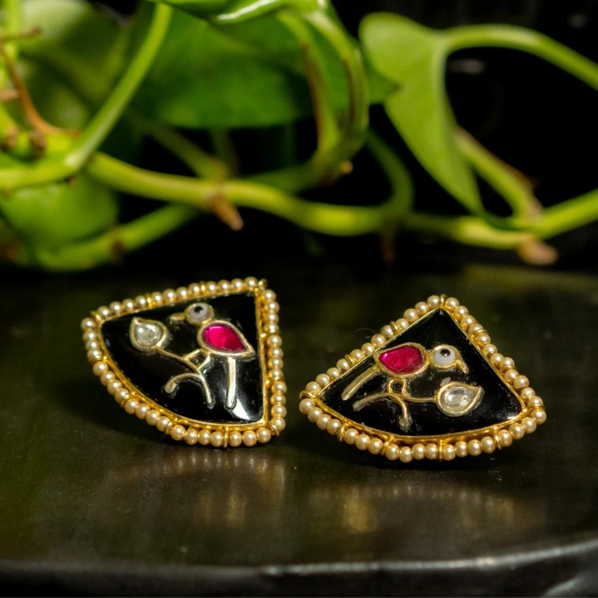 New Jade Black Studs | Sheetal Zaveri by Vithaldas