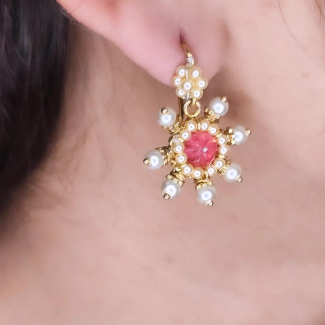 SnowFlake Earring - Red (Hoop Stlye) | Sheetal Zaveri by Vithaldas