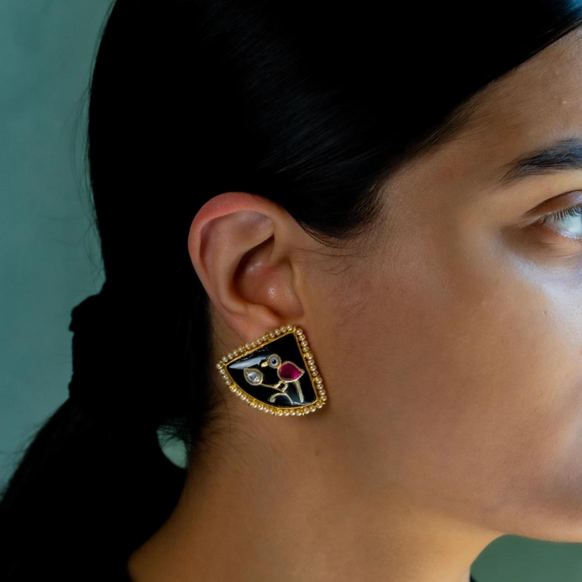 New Jade Black Studs | Sheetal Zaveri by Vithaldas